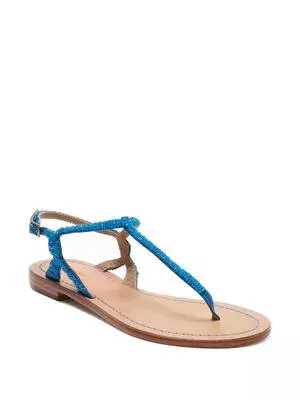 Malìparmi Bead-embroidered Leather Sandals - Blue