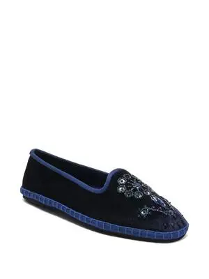 Malìparmi Embroidered Velvet Ballet Flats - Blue