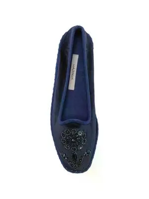 Malìparmi Embroidered Velvet Ballet Flats - Blue