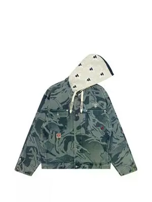 AAPE BY *A BATHING APE Moonface Hooded Camo Denim Jacket - Blue