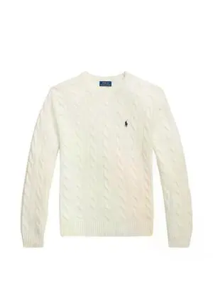 Polo Ralph Lauren Cable-knit Sweater With Embroidered Logo - Neutrals