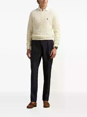 Polo Ralph Lauren Cable-knit Sweater With Embroidered Logo - Neutrals