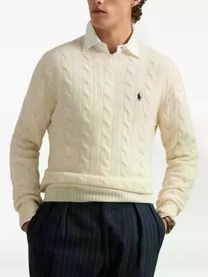 Polo Ralph Lauren Cable-knit Sweater With Embroidered Logo - Neutrals