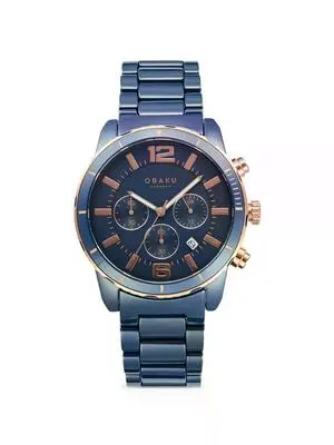 OBAKU 44mm Falk Chronograph Watch - Blue