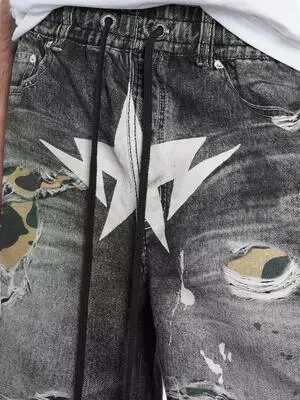A BATHING APE Distressed-effect Shorts - Grey