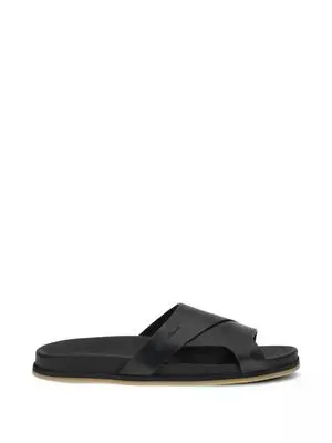 Santoni Crossover Strap Flat Sandals - Black
