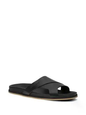 Santoni Crossover Strap Flat Sandals - Black