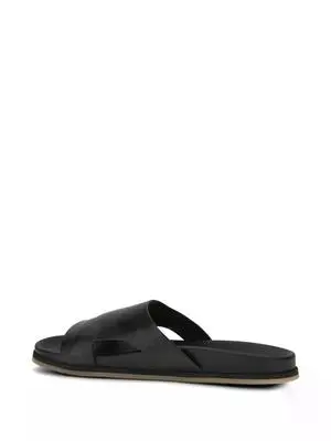 Santoni Crossover Strap Flat Sandals - Black