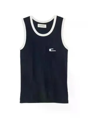 CARRER Logo Embroidered Ribbed Tank Top - Blue