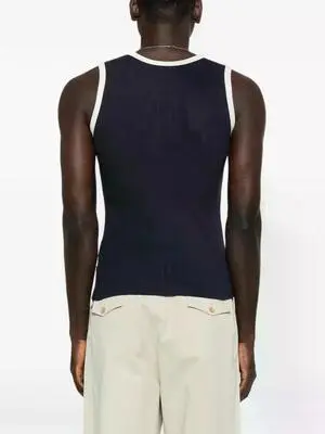 CARRER Logo Embroidered Ribbed Tank Top - Blue