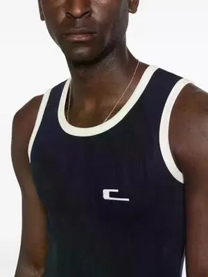 CARRER Logo Embroidered Ribbed Tank Top - Blue
