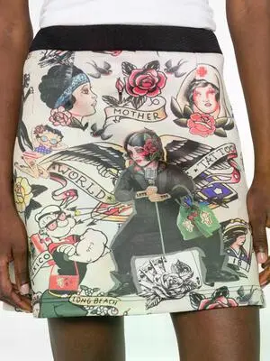 The Artistylist Tattoo-print Silk-blend Skirt