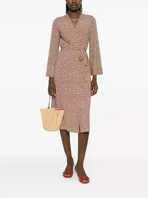 SIYU Geometric-pattern Wrap Midi Dress