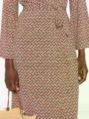 SIYU Geometric-pattern Wrap Midi Dress