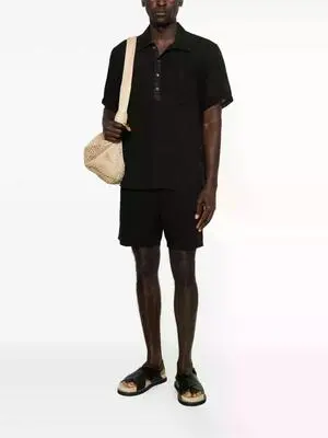 120% Lino Short-sleeve Chest-pocket Shirt - Black