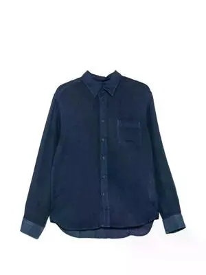 120% Lino Chest-pocket Long-sleeve Shirt - Blue