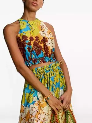 ALEMAIS Splice Floral-print Cropped Top