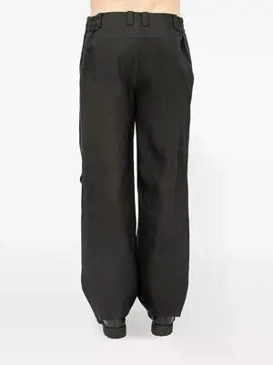 DEVOA Pleated Wide-leg Trousers - Black