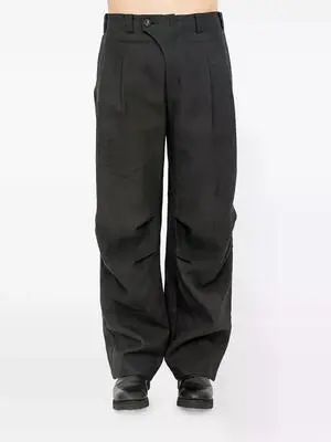 DEVOA Pleated Wide-leg Trousers - Black