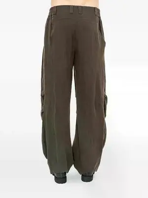 DEVOA Pleated Wide-leg Trousers - Brown