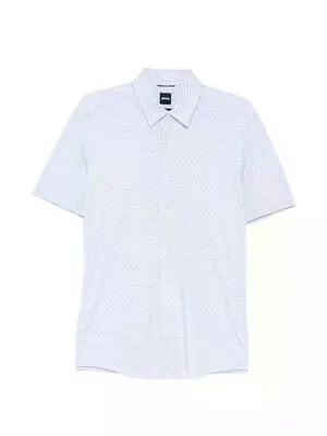 BOSS Geometric-print Short-sleeve Shirt - Blue