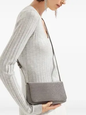 Brunello Cucinelli Leather Crossbody Bag - Grey