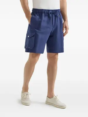 Brunello Cucinelli Linen Cargo Bermuda Shorts - Blue