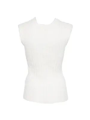 Closed Linen And Cotton V-necked Top - White
