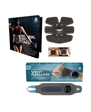 PURSONIC Electric Massager Wrist Guard & Ems Abdominal Muscle Toner Â Relaxation And Strength Bundle - Black