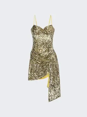 AREA Wrapped Sequin Mini Dress - Multi