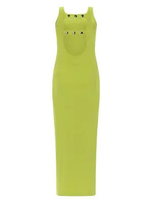MSGM Viscose Long Dress - Yellow