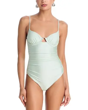 Simkhai Laine Ruched One Piece Swimsuit - Mint