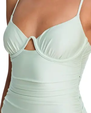 Simkhai Laine Ruched One Piece Swimsuit - Mint