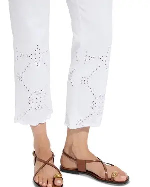 Lyssé Billie High Rise Cropped Straight Jeans With Eyelet Detail - White
