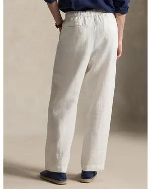 Polo Ralph Lauren Relaxed Fit Pleated Linen Trousers - White