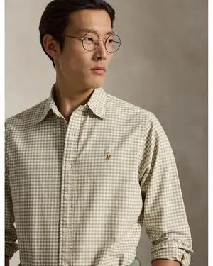 Polo Ralph Lauren Classic Fit Gingham Oxford Shirt - Beige/white