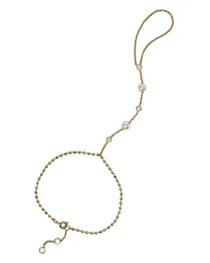 Nadri Esme Cubic Zirconia And Imitation Pearl Hand Chain - Gold
