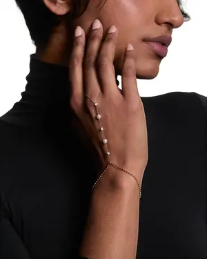 Nadri Esme Cubic Zirconia And Imitation Pearl Hand Chain - Gold