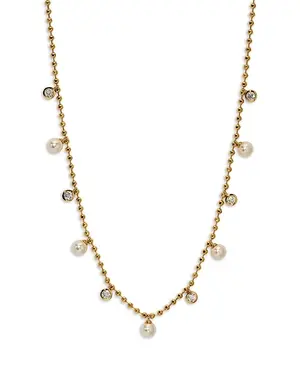 Nadri Esme Cubic Zirconia & Imitation Pearl Necklace - Gold