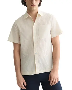 Scotch & Soda Jacquard Seersucker Regular Fit Short Sleeved Shirt - Eggnog