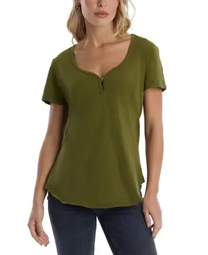 WILT CLOTHING Henley Short Sleeve Shirttail Tee - Moss