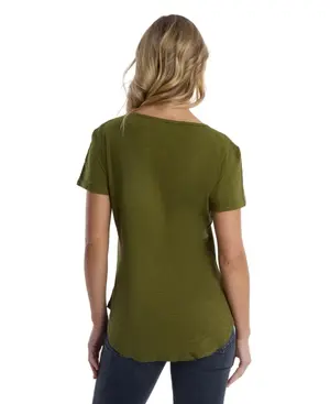 WILT CLOTHING Henley Short Sleeve Shirttail Tee - Moss