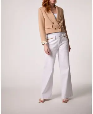 BLUE REVIVAL Chloe Cropped Double Breasted Hooded Blazer