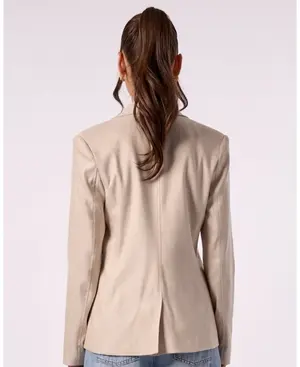 BLUE REVIVAL Helen Blazer With Hoodie Insert - Sand Herringbone