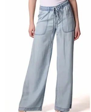 BLUE REVIVAL Scarlett Drawstring Utility Wide Leg Jeans - Brussels