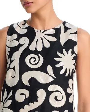 CALA DE LA CRUZ Loren Mini Dress With Floral Print And Sequins