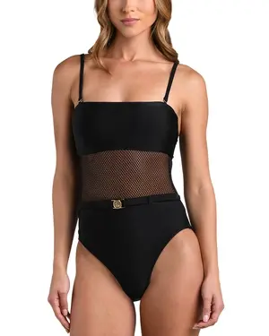 L'Agence Tory Bandeau Mesh One Piece Swimsuit