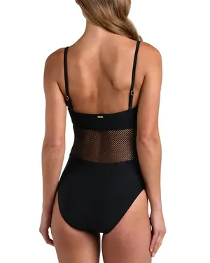L'Agence Tory Bandeau Mesh One Piece Swimsuit