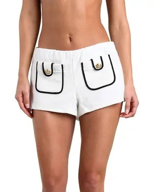 L'Agence Amiya Fine Line Cover Up Shorts - White