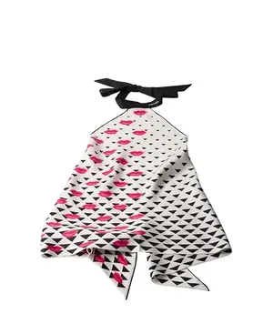 Women's Black White Silk